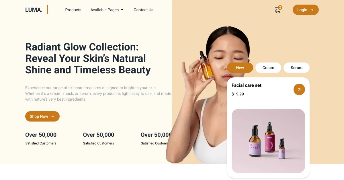 LUMA - Beauty E-commerce Template | All UtilityCSS
